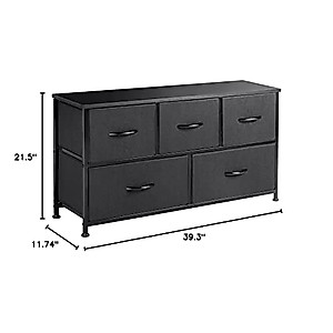 Shahoo Fabric Dresser for Bedroom with 5 Drawers Wide Chest Storage Cloth Organizer, Living Room, Hallway, Nursery, Black