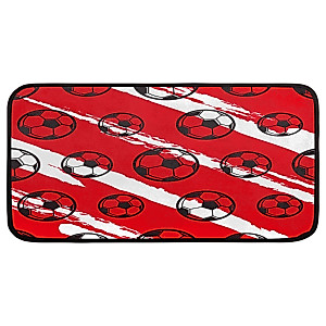 KOBLEN Red Football Kitchen Rugs Non Slip Washable Absorbent Kitchen Mats 20x39 inch Cushioned Anti Fatigue Kitchen Floor Mats for in Front of Sink