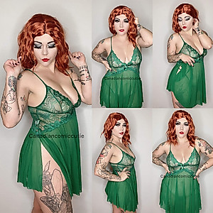 Avidlove St.Patrick's Day Lingerie for Women Santa Babydoll Nightgown V Neck Nighty Xmas Clause Negligee Sleepwear Dark Green