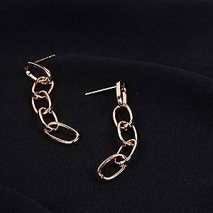 Link Chain Drop Earrings Minimalist Punk Paperclip Chain Dangle Earrings for Women Gold Silver