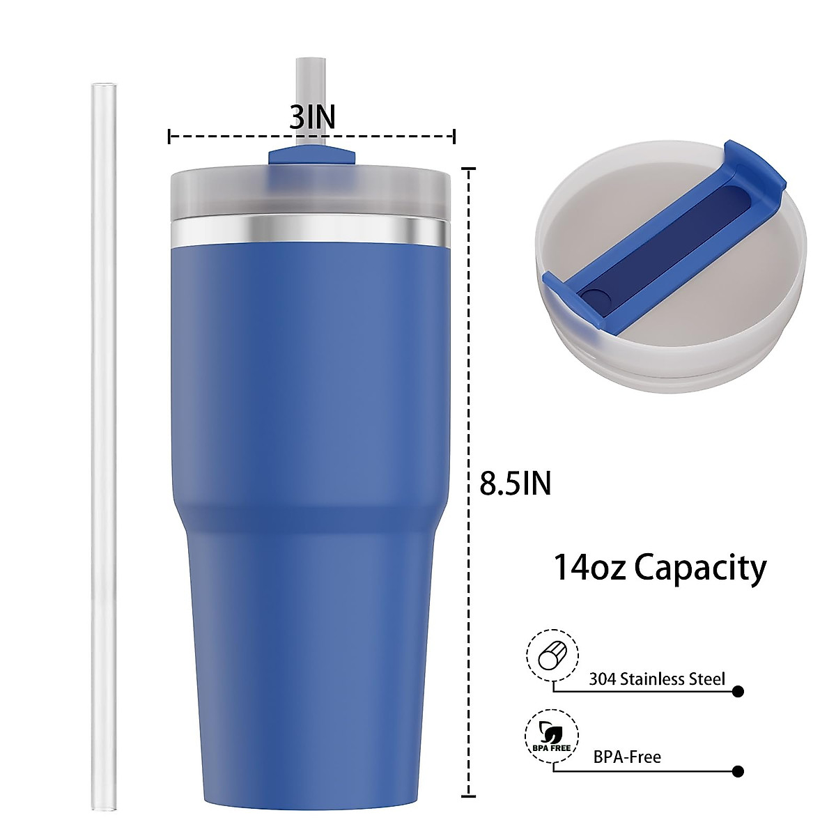 YOUEXPERT 14 oz Tumbler with Straw, Insulated Tumblers with Lid and Straw, 14 oz Cup Stainless Steel Mini Outdoor Sports Travel Tumblers - Iris