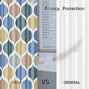 VEGA U Moroccan Fabric Shower Curtain for Bathroom, Geometric Themed Bath Decor with Hooks, 72x72 Inch