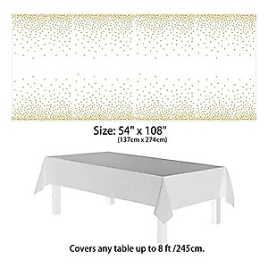 hapray 4 Pack Plastic Tablecloths for Rectangle Tables, Waterproof Disposable Party Table Cloths with Gold Dot, Rectangular Table Covers for Decorations, Baby Shower, Birthday, Wedding, 54” x 108”