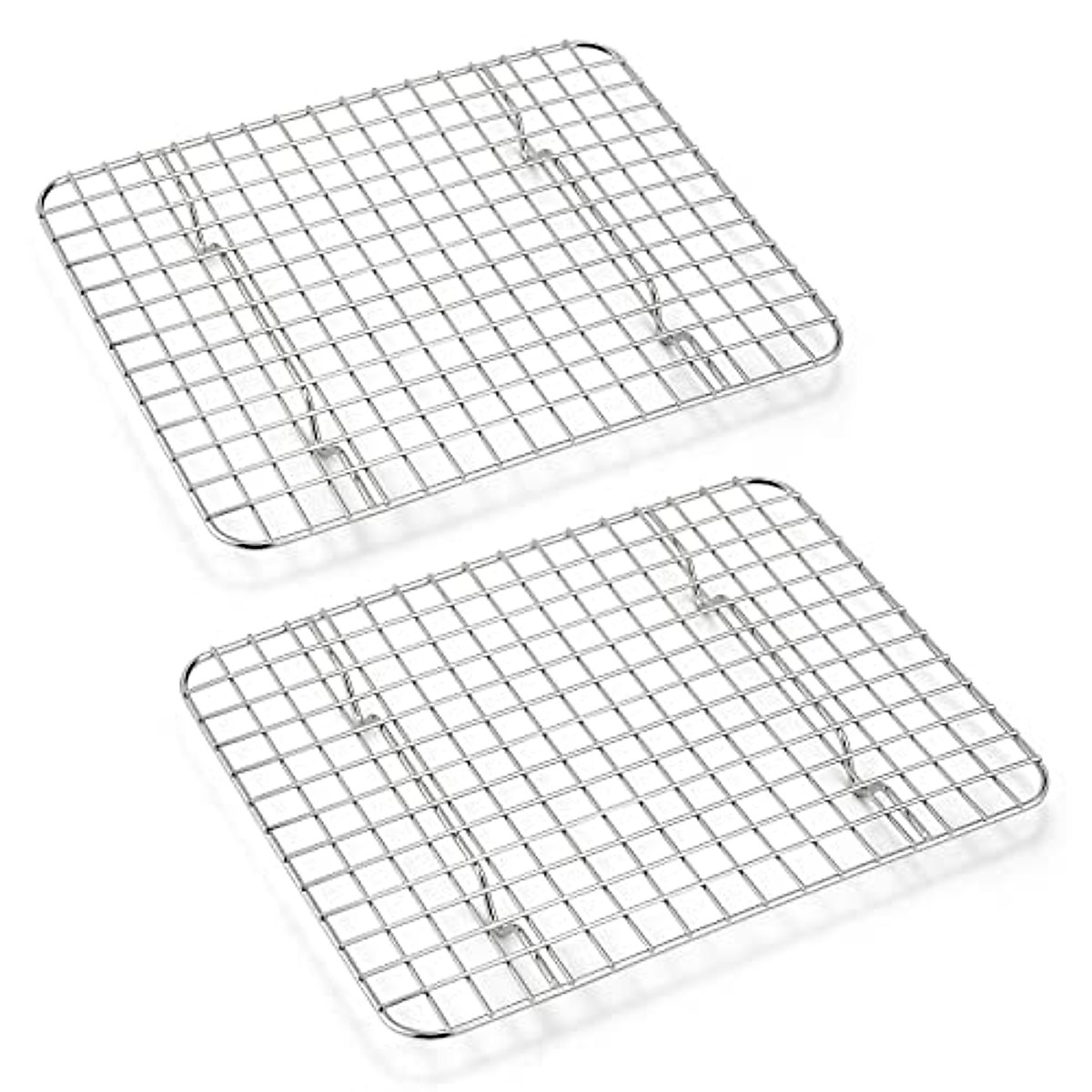 Small Baking Cooling Rack Set of 2, E-far Stainless Steel Toaster Oven Rack for Cooking Roasting Grilling Meat, 8.6” x 6.2” Metal Bakeable Wire Rack for Cookie Cake Bacon - Dishwasher Safe