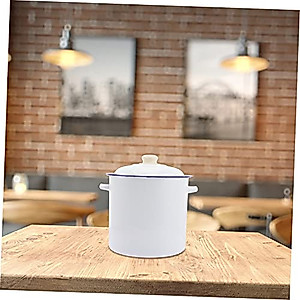 SECFOU Enamel Bucket Ceramic Cookware Cookwear White Buckets Water Bucket with Cover Rustic Rice Storage Container Home Water Bucket Water Bucket Enamel Water Bucket Home Bucket Enamel