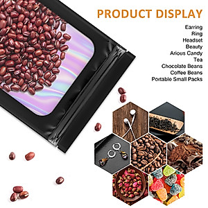 100 Pieces Smell Proof Mylar Bags, 3.5×4.7 inch Resealable Mylar Food Storage Bags with Clear Window for Party Favours Food Self Sealing Storage Supplies Jewelry Electronics