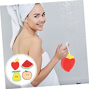4pcs Bath Bath Rinser Sponge Bath Sponge Shower Puff Bath Sponge Fruit Bath Shower Sponge Cartoon Bath Sponge Scrubber Sponge Pu Sponge Material Spa