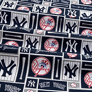 MLB Cotton Broadcloth New York Yankees Blue/White Fabric by The Yard