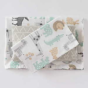 Emenpy 100% Cotton Crib Bedding Set for Baby Boys Girls,3 Pcs Baby Bed Linen Include Duvet Cover,Fitted Sheet,Pillowcase,Nursery Decoration,No Filler(Khaki)