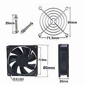 GDSTIME 80mm x 80mm x 25mm 24V Brushless DC Cooling Fan