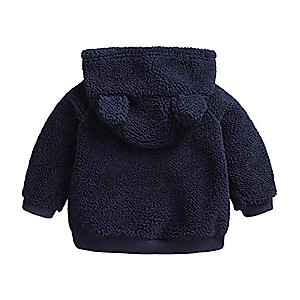Infant Baby Girls Boys Fleece Hoodie Jacket Coat Winter Warm Cardigan with Ears (3-6 Months, Navy Blue)