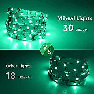 LED Lights for Bedroom Bluetooth 65.6ft,2 Rolls of 32.8ft,Miheal Smart LED Strip Lights Sync to Music Color Changing Lights 5050 RGB with APP Control,Remote for Room(White Band)