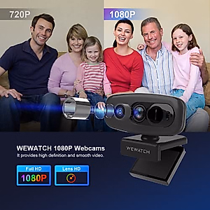 WEWATCH 4K FullHD WiFi6 Projector - with PCF1 Web Camera V53Pro 4K Support 280 ANSI Lumens Native 1080P 230" Project Size Portable Outdoor Projectors, Bluetooth Movies Video Projector
