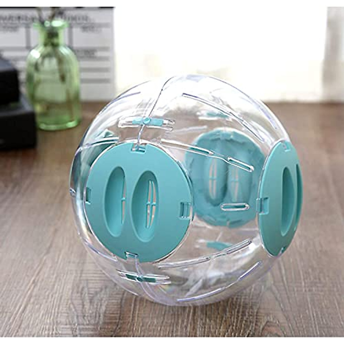 Hamster Exercise Ball 12cm 4.73inch Transparent Hamster Ball Running Hamster Wheel Cute Exercise Mini Ball for Dwarf Hamsters to Relieves Boredom and Increases Activity Chinchilla Cage(S, Blue A)