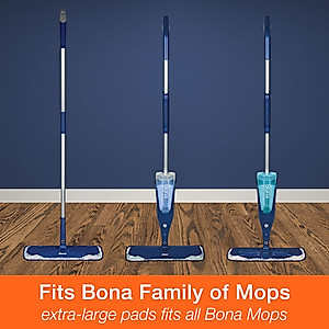 Bona Microfiber Pad 3-Pack includes Dusting, Cleaning, and Deep Cleaning Pad, for Hardwood and Multi-Surface Floors, fits Bona Family of Mops