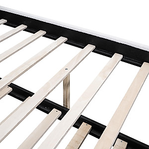 HomSof Full Size Upholstered Platform Bed with Wood Supporting Feet and Twin Size Trundle, White