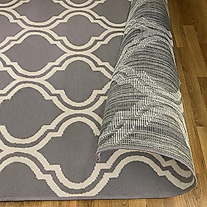 SUPERIOR Contemporary Ornamental Double Trellis Power-Loomed Indoor Area Rug, 8' x 10', Gray
