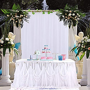 White Tulle Backdrop Curtains for Baby Shower Party Wedding Photo Drape Sheer Backdrop for Birthday Bridal Shower Photography Props 5 ft X 10 ft
