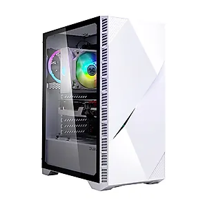 Zalman Z3 Iceberg ATX Mid Tower Gaming PC Case - 2 x 120mm ARGB Fans Preinstalled - Tempered Glass Side Panel - Support E-ATX, 2 x USB 3.0, White