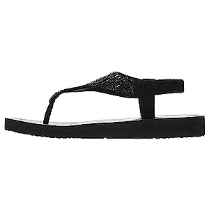 Skechers Cali Women's Meditation-Rock Crown Flat Sandal,black/black,6 M US