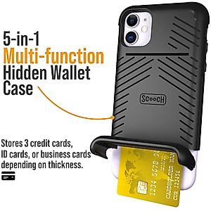 Scooch iPhone 11 Case with Card Holder, Wingmate for iPhone 11 Wallet Case with RFID Protection,10-Foot Drop Protection, Magnetic Back for Car Mounts, Black