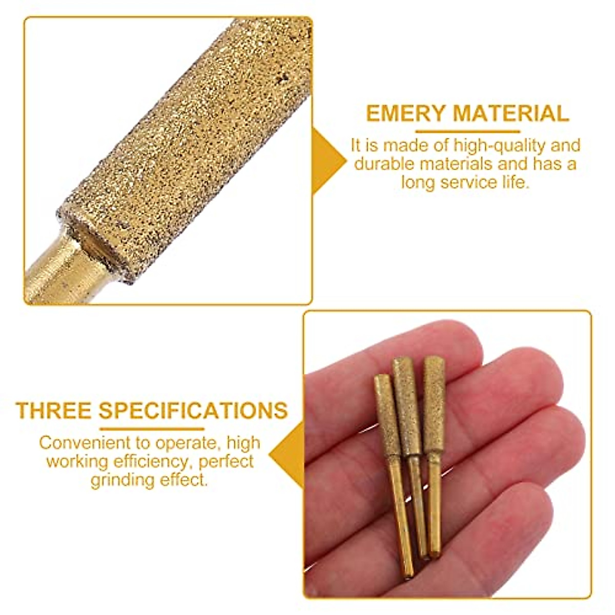 TEHAUX Chain Sharpener 30 Pieces Diamond Sharpening Wheel Diamond Sharpening Wheel Burr Grinding File for Metal Polishing Chainsaw, Wood, Steel, 4 mm 4. 8 mm 5. 5mm (Gold)