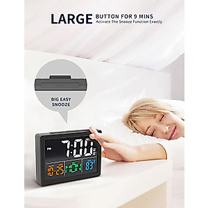 Digital Alarm Clock, with 5.5" Large LED Time Display, Adjustable Alarm Volume, 6 Level Brightness, Alarm Settings, USB Charger, Temperature Detect, Snooze, Clocks for Bedroom, Bedside, Desk, Black