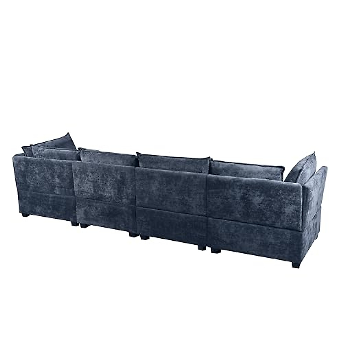 6 Seater Oversized Deep Seat Convertible Modular Sectional Sofa, Free Combination Reversible Sleeper Corner Couch with Movable Ottomans Sets and Solid Wood Legs for Living Room Office