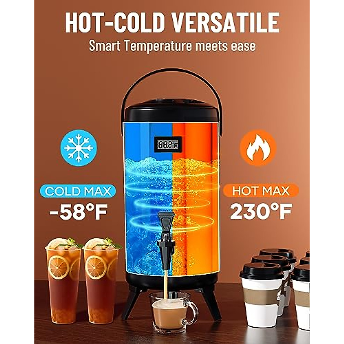 WantJoin Insulated Beverage Dispenser-75 Cup Hot&Cold water Urn for Catering-Stainless Steel Premium 12 L/3.2 Gallon Hot Drink Dispenser with Spigot for Coffee & Hot tea,Cold Milk,Water,Juice(Silver)