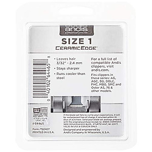 Andis 64465 CeramicEdge Carbon-Infused Detachable Clipper Blade, Size 1, 3/32-Inch Cut Length
