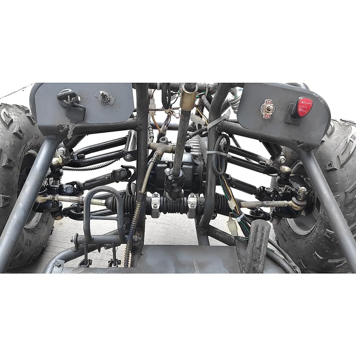 YC Yier Front Axle Kit 4 Wheel Drive Half Axle Assembly Shock Swingarm Tie Rod & Steering Wheel Gear Rack Pinion for Electric Go Kart ATV Quad Buggy Golf Cart 4 Wheeler Drift Trike Dolly Cart