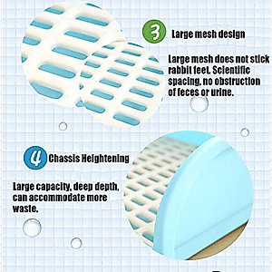 kathson Large Rabbit Litter Box, Pets Toilet Potty Trainer Tray Corner Small Animals Litter Bedding Box Bigger Pet Pan with Grass Mats for Adult Guinea Pig/Chinchilla/Ferret/Rabbit (Blue)