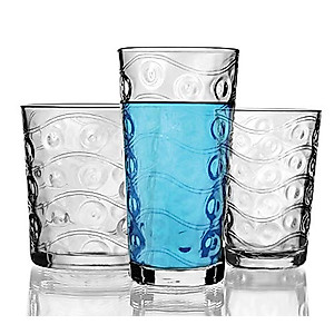 Circleware Cosmo Huge 12-Piece Glassware Set of Highball Tumbler Drinking Glasses and Whiskey Cups for Water, Beer, Juice, Ice Tea Beverages, 6-15.75 oz & 6-12.5 oz, Parade