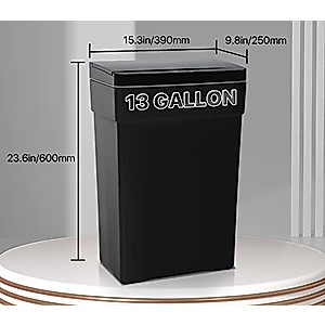 13 Gallon Trash Can Automatic Touch-free Kitchen Garbage Can, Plastic Large Capacity Bathroom Rubbish Can with Lid and Motion Sensor, Smart Trash Can Waste Bin for living Room Office Narrow Space, Black