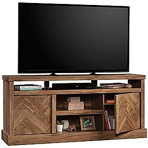 Sauder Cannery Bridge Herringbone TV Credenza Sindoori Mango, for TVs up to 65", Sindoori Mango Finish