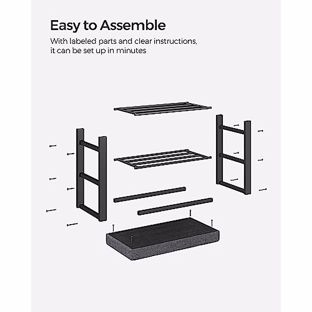 SONGMICS Shoe Bench, 3-Tier Shoe Rack for Entryway, Storage Organizer with Foam Padded Seat, Linen, Metal Frame, for Living Room, Hallway, 12.2 x 23.6 x 19.3 Inches, Dark Gray and Black ULBS576B33