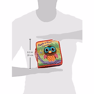 Lamaze Peek-A-Boo Forest Soft Baby Book - Clip-On Cloth Book - Washable Crinkling Fabric Pages for Sensory Play - Teething and Learning Toys for Babies - 6 Months and Up