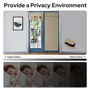 HOMEIDEAS Blackout French Door Curtains for Door Window, Privacy Curtains Set of 2, Covering for Glass Window, Thermal Insulated Shades with Tie Up, 26 X 68 Inch, Beige