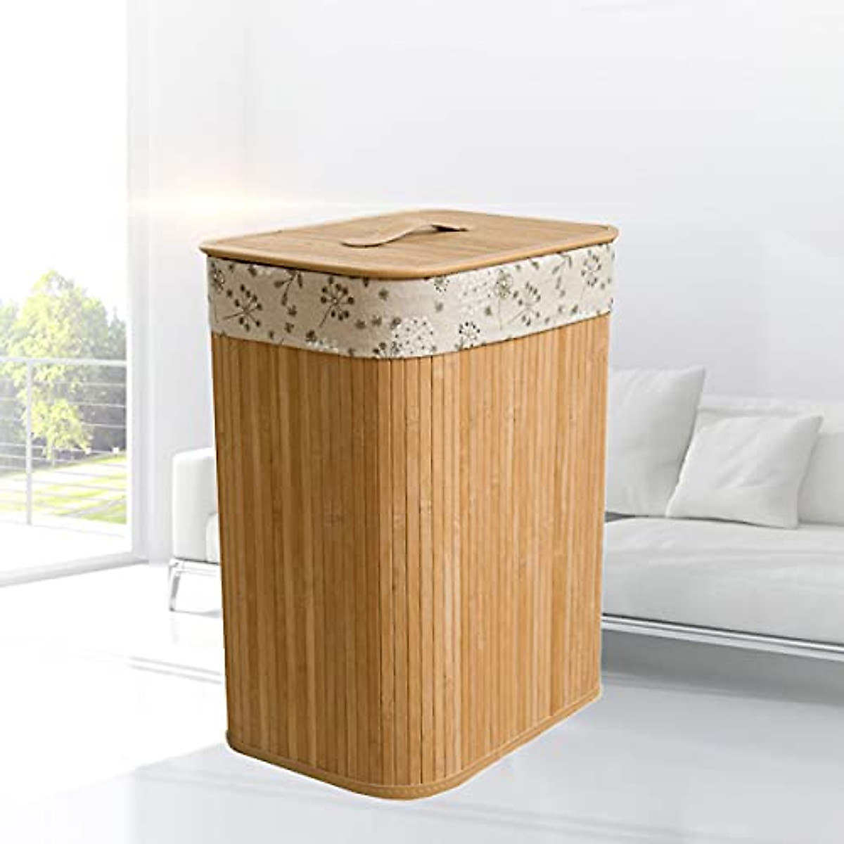 DOITOOL Clothes Basket Bamboo Practical Clothes Basket Creative Bamboo Basket Cover Clothes Basket Folding Clothes Basket