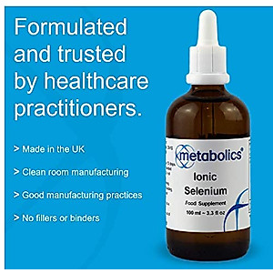 Ionic Selenium Supplement 100ml | Contains Selenium in The Form of Sodium Selenate | Easy to Consume Selenium Liquid | Only Active Ingredients & Purified Water