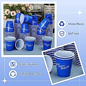 Lounsweer 100 Pieces Plastic Cups 2 oz Disposable Cups Mini 2 oz Party Glasses for Bachelorette Birthday Tasting Serving Samples Cups Halloween Christmas Party Favors Supplies (Blue)
