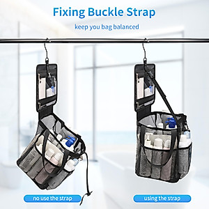 CUBETASTIC Mesh Shower Caddy Portable, Quick Dry Hanging Toiletry Bag for College Dorm Essentials with 4 Pockets/Divider/Plastic Bottom, Travel Tote Bag for Camping, Bathroom, Beach, Swimming, Gym