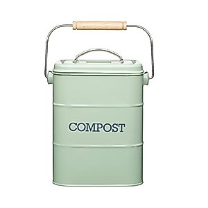 KitchenCraft Living Nostalgia Kitchen Compost bin Made of Metal, Steel, Green