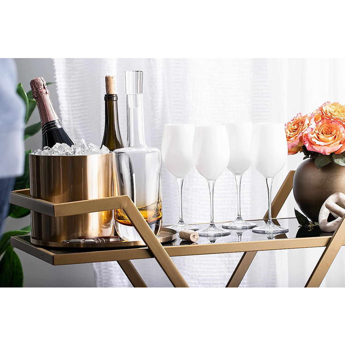 Barski Goblet - White Wine Glass - Crystal Glass - Water Glass - Opal White - Stemmed Glasses - Set of 6 Goblets - 14 oz Made in Europe