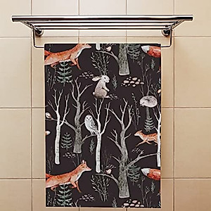 Good Water Absorption Soft Hand Towels 2 Pcs Set - Watercolor Woodland Animals Used Many Occasions Shower Bathroom Kitchen Hotel Gym and Spa 30x15in