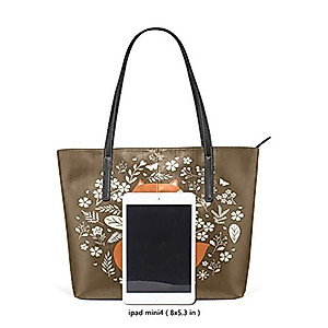 Nander Womens Leather Handbags Fox Leaves Purses Shoulder Tote Bags Satchel