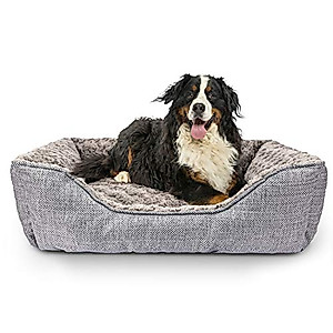 FURTIME Durable Dog Bed for Large Medium Small Dogs Soft Washable Pet Bed Orthopedic Dog Sofa Bed Breathable Rectangle Sleeping Bed Anti-Slip Bottom(25'', Grey)