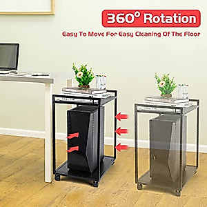 Liitrton Computer Tower Stand, 2-Tier CPU Stand PC Stand with Lockable Wheels Under Desk for Office Home (L)