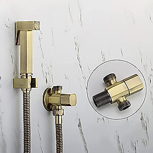 MINJING Bronze Hand Held Bidet Sprayer for Toilet Brass Square Baby Cloth Diaper Sprayer Wall Mounted Toilet Sprayer Cold Water Portable Bathroom Toilet with 1.5M Shower Hose,B Set