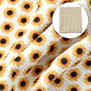 David Angie Sunflower Printed Bullet Textured Liverpool Fabric 4 Way Stretch Spandex Knit Fabric by The Yard for Hair Bows Headbands Making (Sunflower)